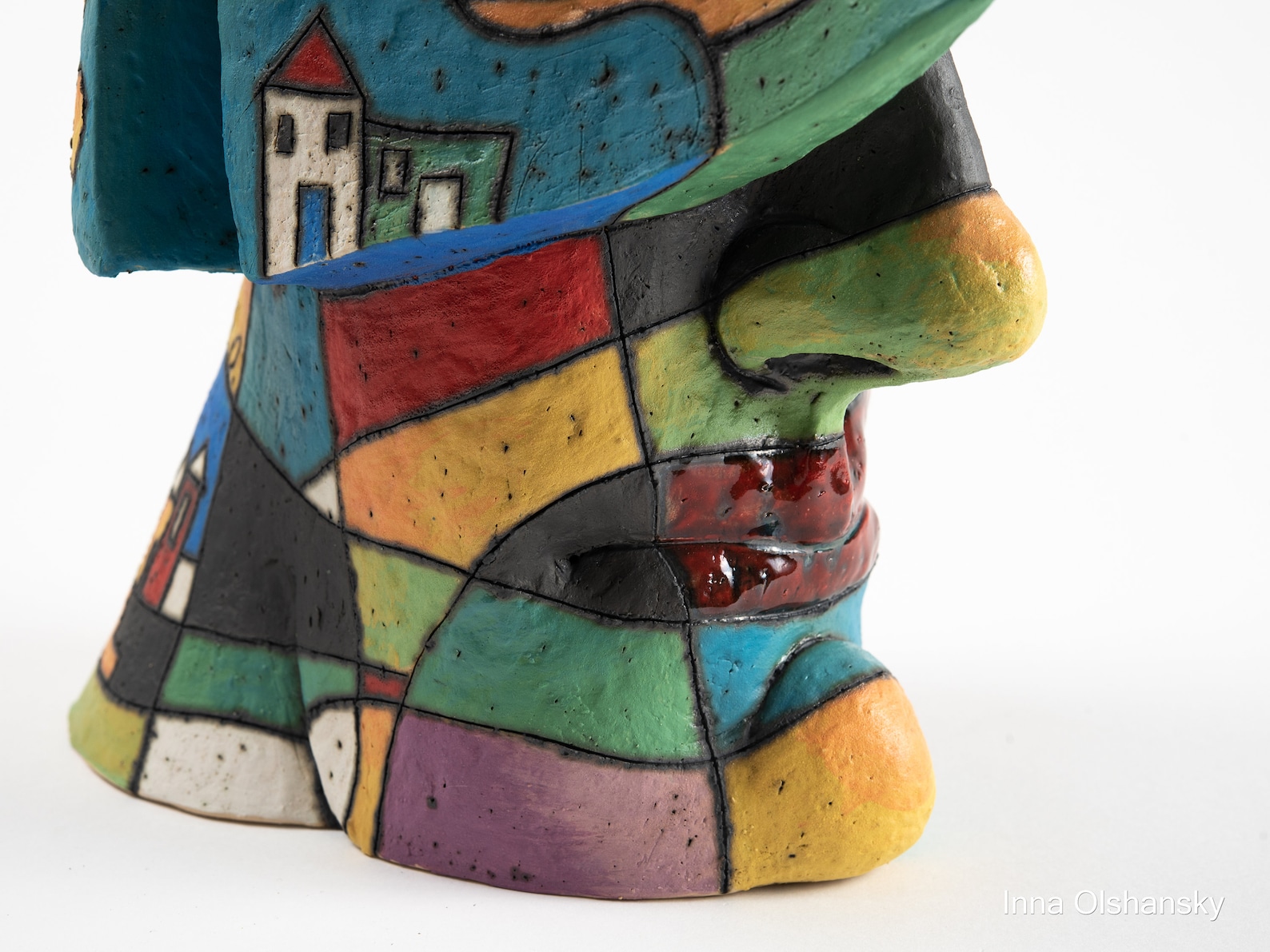 Ceramic Fantasy Art Colorful Big Sculpture Head Two Faces and - Etsy
