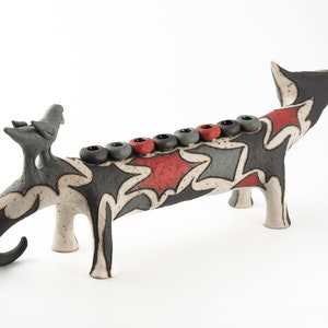 Ceramic Cat Sculpture Menorah Hanukkah, Original Unique Figurine Cat ...
