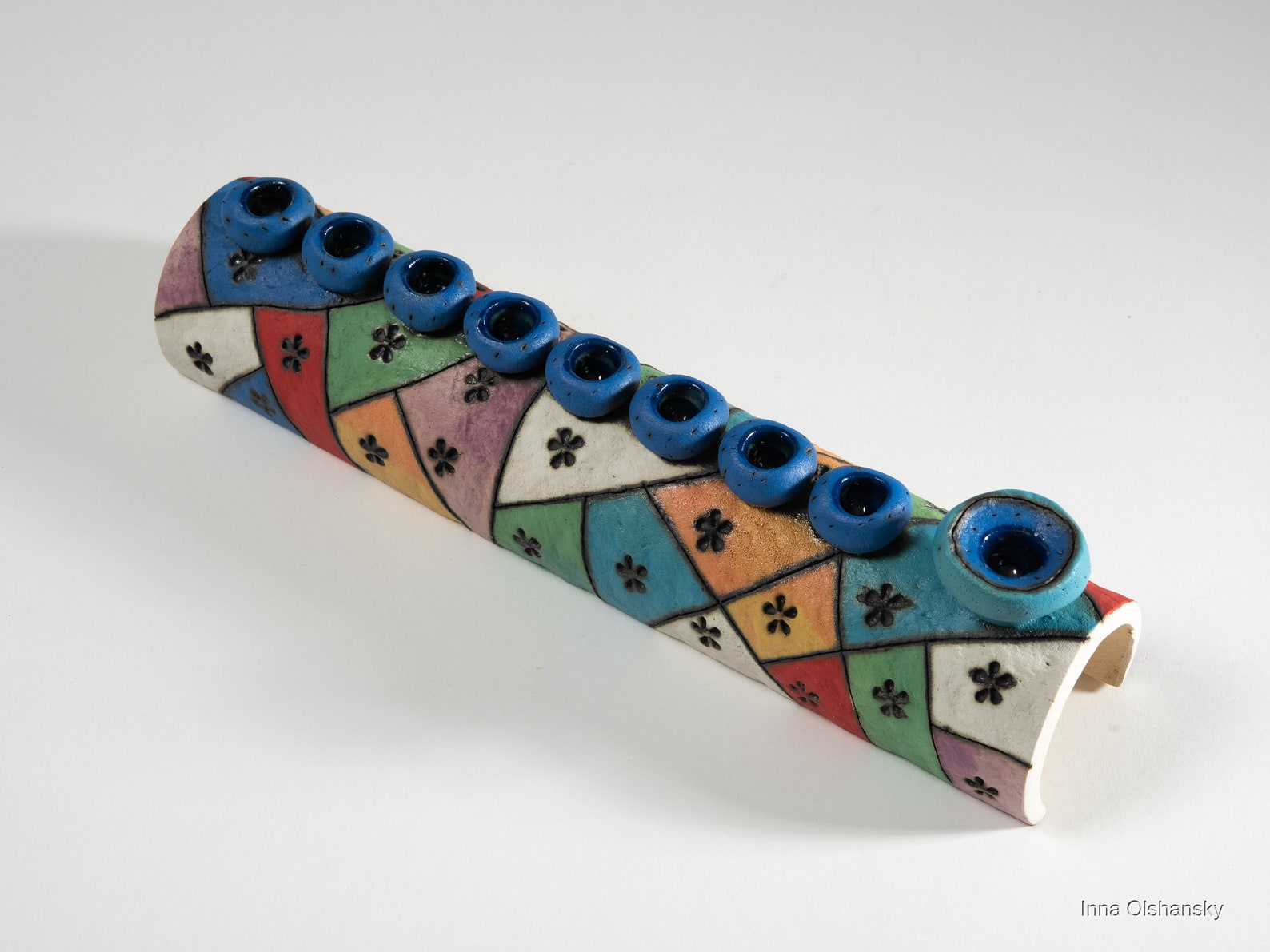 Ceramic Colorful Handmade Menorah Hanukkah - Etsy