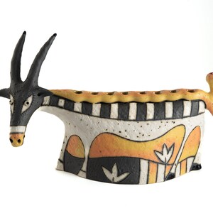 Ceramic Goat Sculpture Menorah for Hanukkah Hand Made - Ceramic Orange ...