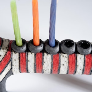 Ceramic Cat Sculpture Menorah Hanukkah, Original Unique Figurine Cat ...