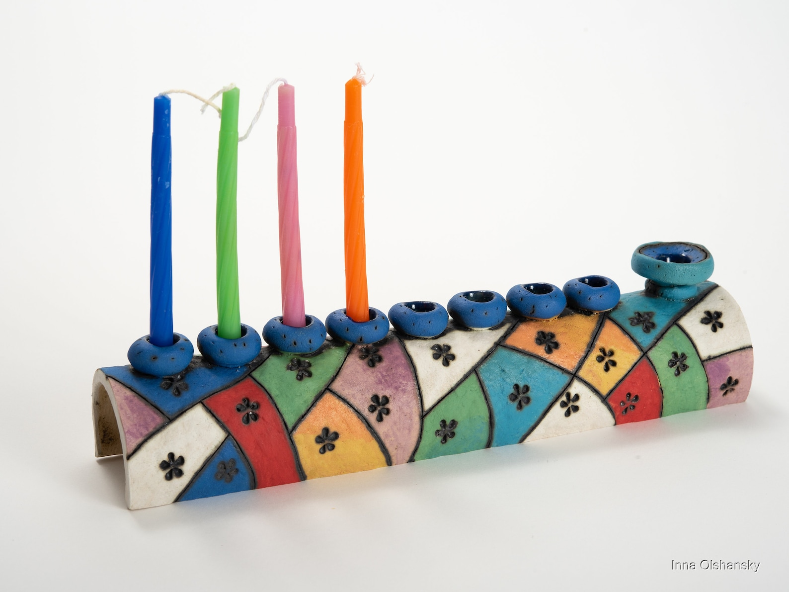 Ceramic Colorful Handmade Menorah Hanukkah - Etsy