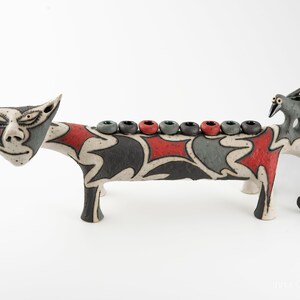 Ceramic Cat Sculpture Menorah Hanukkah, Original Unique Figurine Cat ...