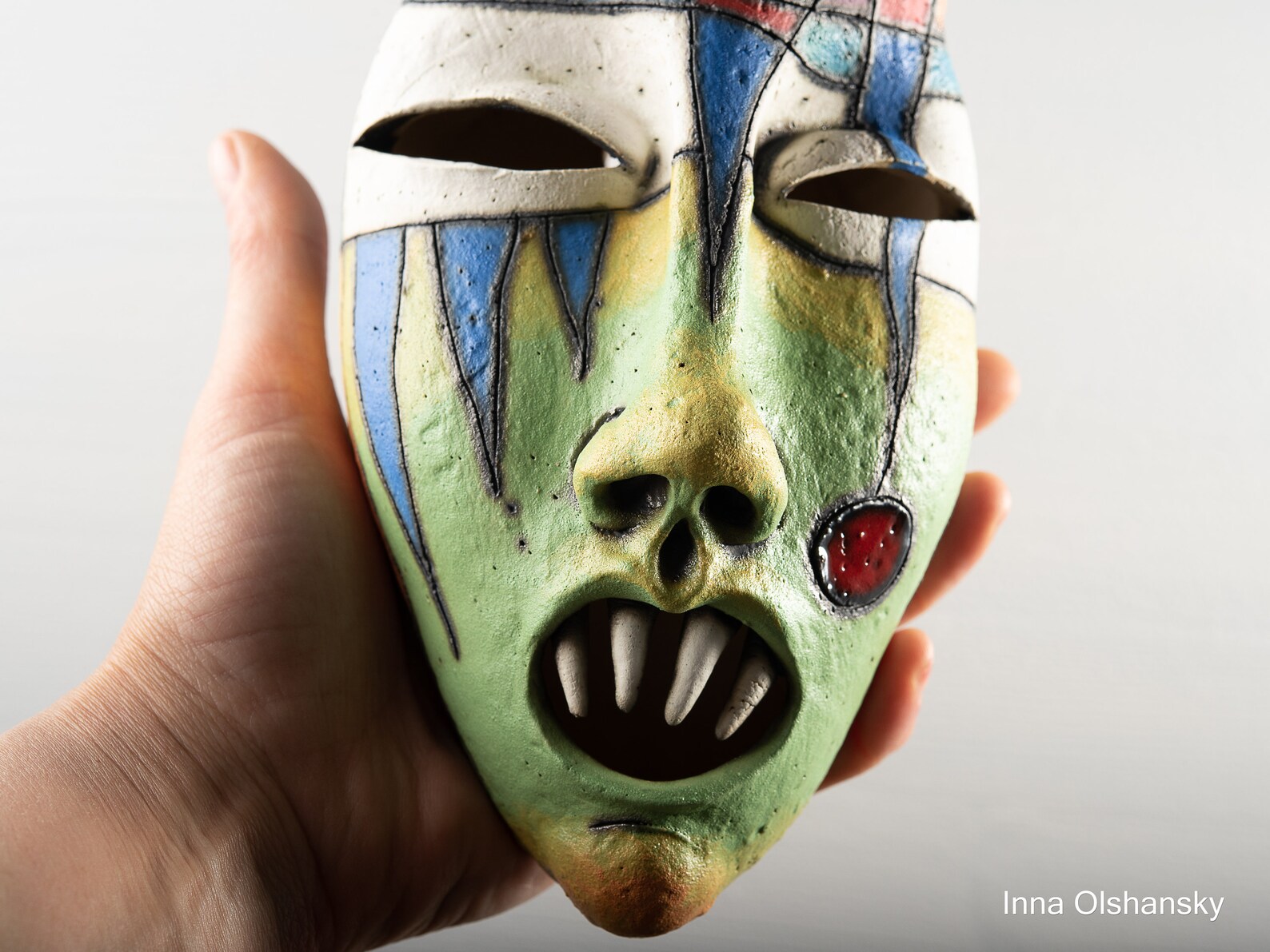 Ceramic Multicolored Mask Wall Art Sculpture Colorful - Etsy