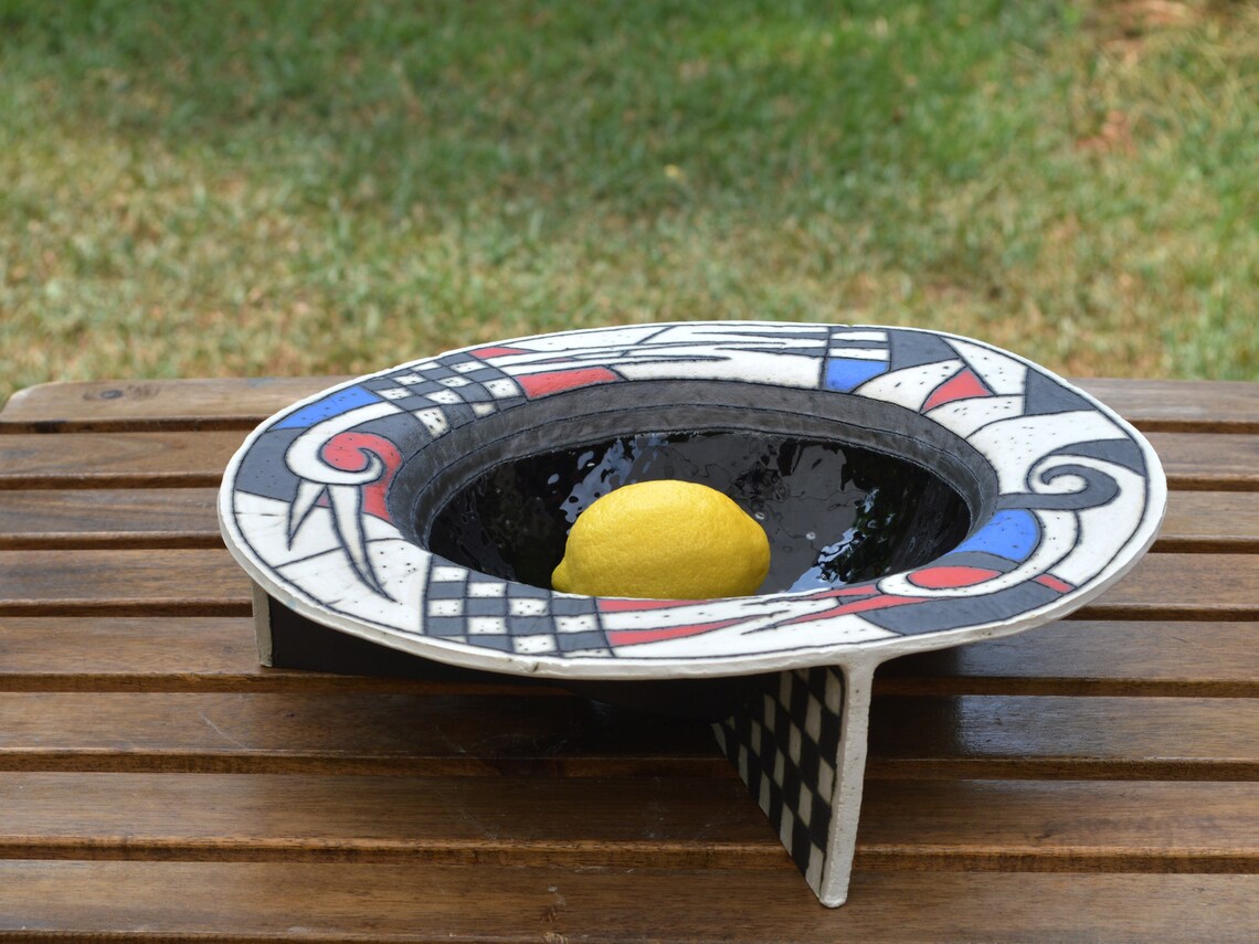 Bowl Ceramic Bowl Geometric Design Decorative Bowl | Etsy