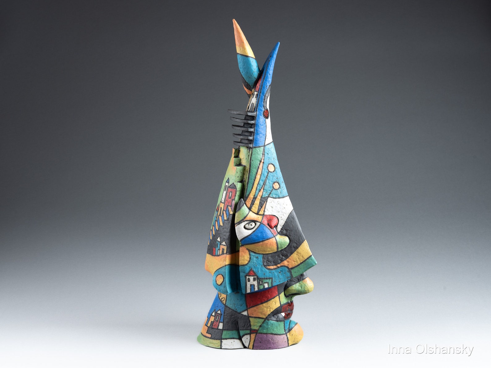 Ceramic Fantasy Art Colorful Big Sculpture Head Two Faces and - Etsy