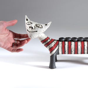 Ceramic Cat Sculpture Menorah Hanukkah, Original Unique Figurine Cat ...