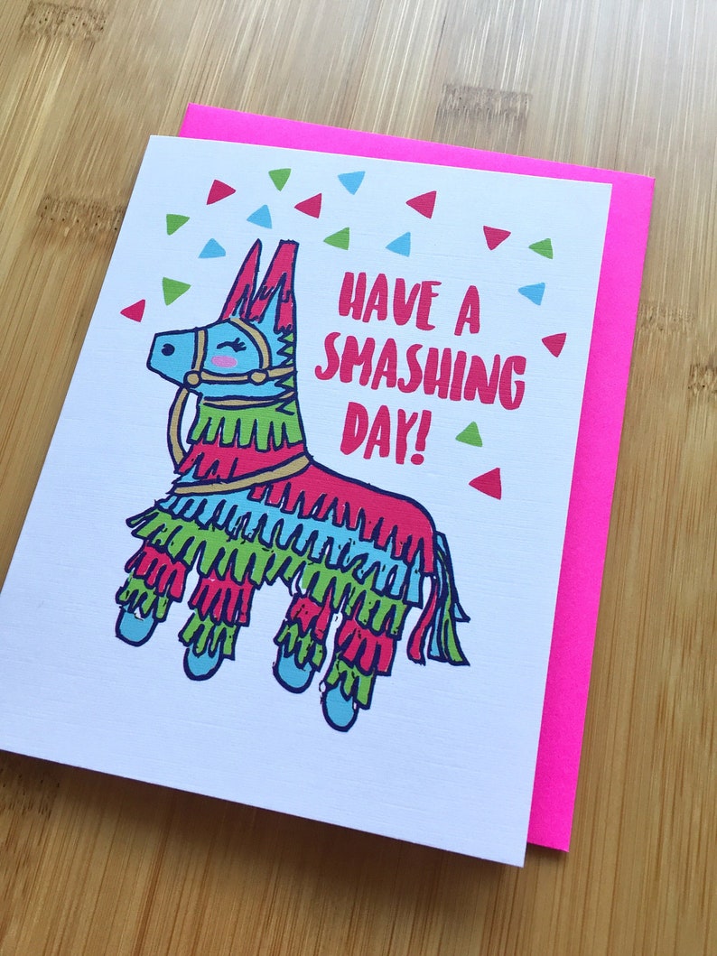 Pinata Birthday Card Handmade Hope Your Birthday is a Hit A2 - Etsy