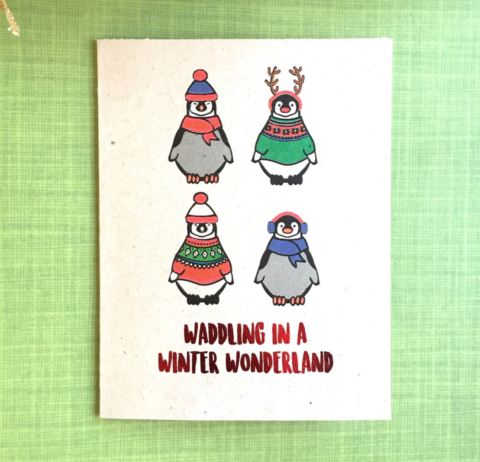 Penguin Christmas Card, Punny Cute Holiday Card, Penguin Sweater Card ...