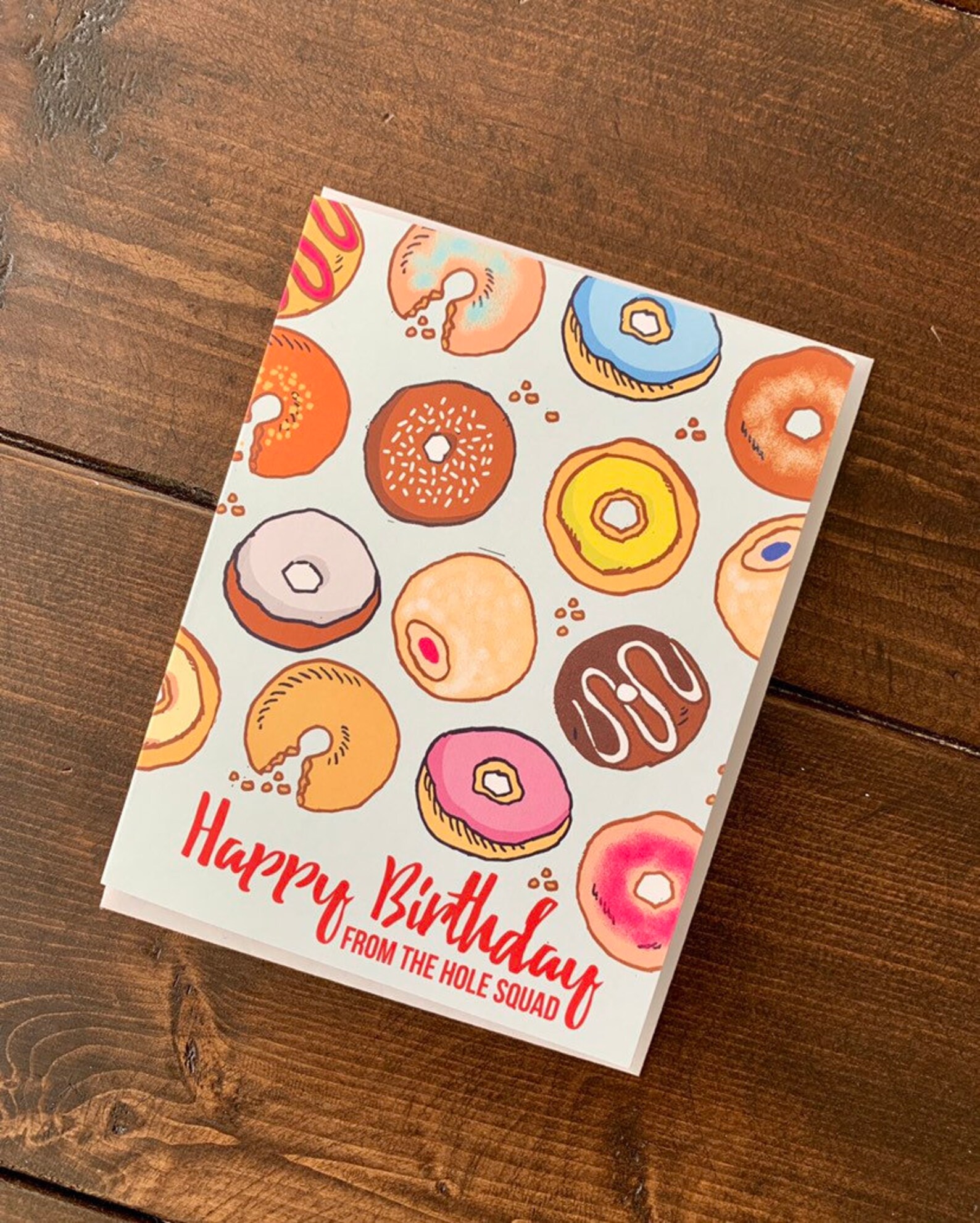 Donut Birthday Card A2 Handmade Hole Squadfrom All of Us - Etsy