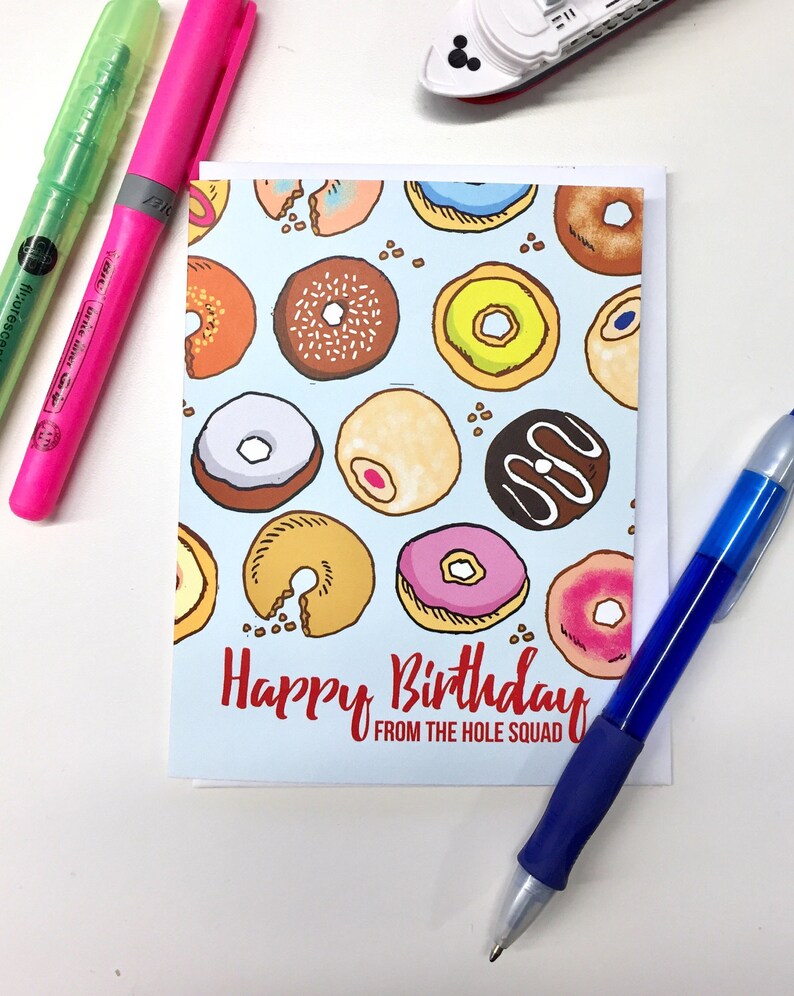 Donut Birthday Card A2 Handmade Hole Squadfrom All of Us - Etsy