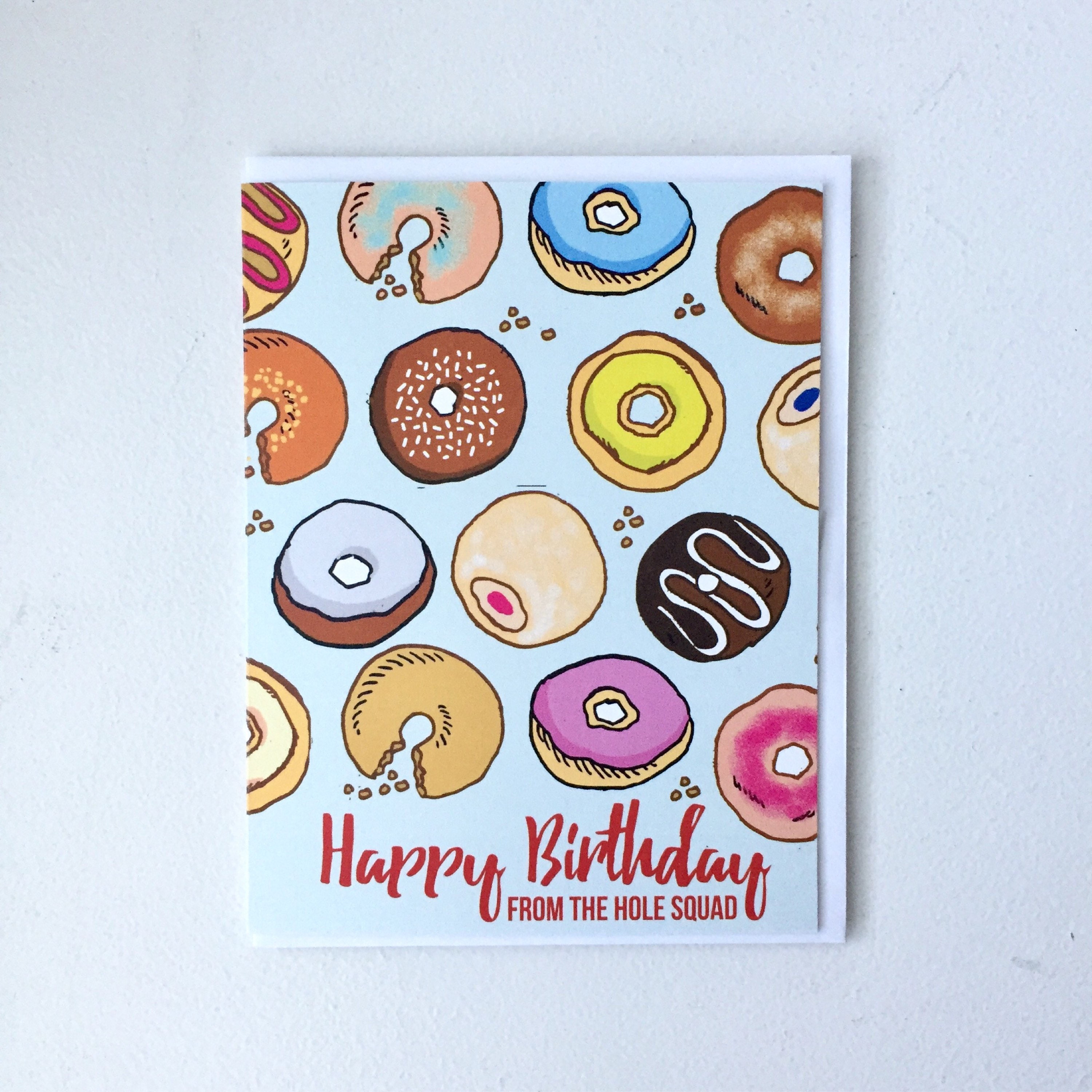 Donut Birthday Card A2 Handmade Hole SquadFrom All of Us | Etsy