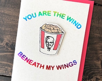 Fried Chicken Love Card KFC greeting Card, Valentines Card, Cute Card ...