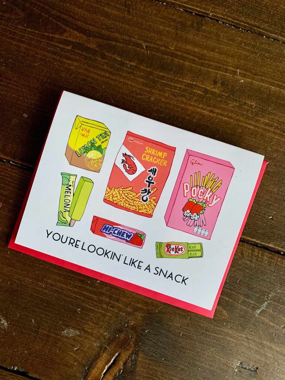 Looking Like a Snack Card - Asian Snacks Card - Etsy