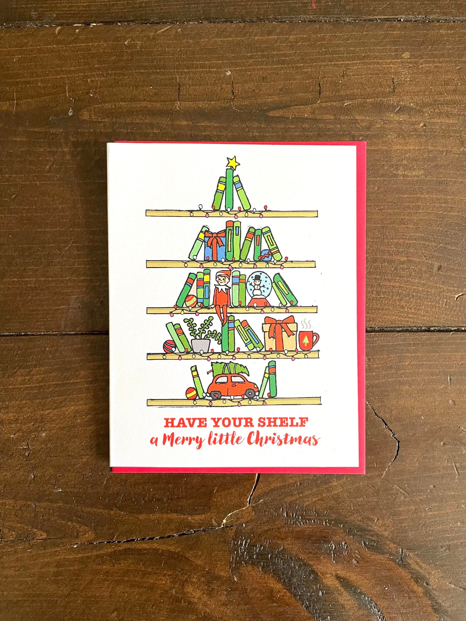 Book Shelf Christmas Card A2 Handmade Card for Writers Book - Etsy