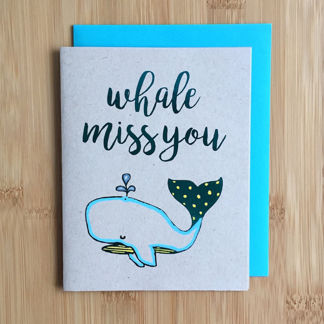 Whale Miss You Goodbye Card - Handmade Farewell Miss You Card so Long ...