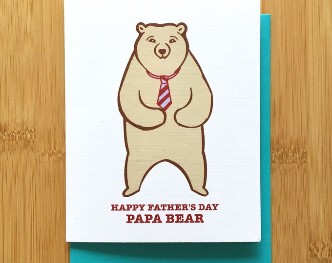 Papa Bear Card Fathers Day Card or Birthday Card Father's Day Card for ...