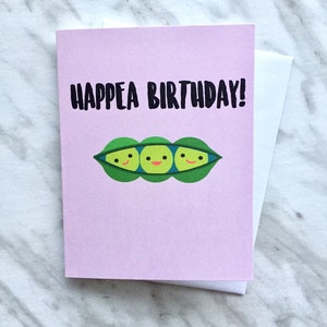 Peas in a Pod Birthday Card - A2 Handmade Card, Punny Vegetable Pea ...