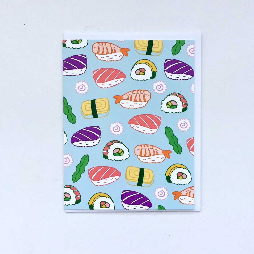 Sushi Card - Sushi Art, Sushi Birthday Card, Sushi Set, Sushi Roll ...