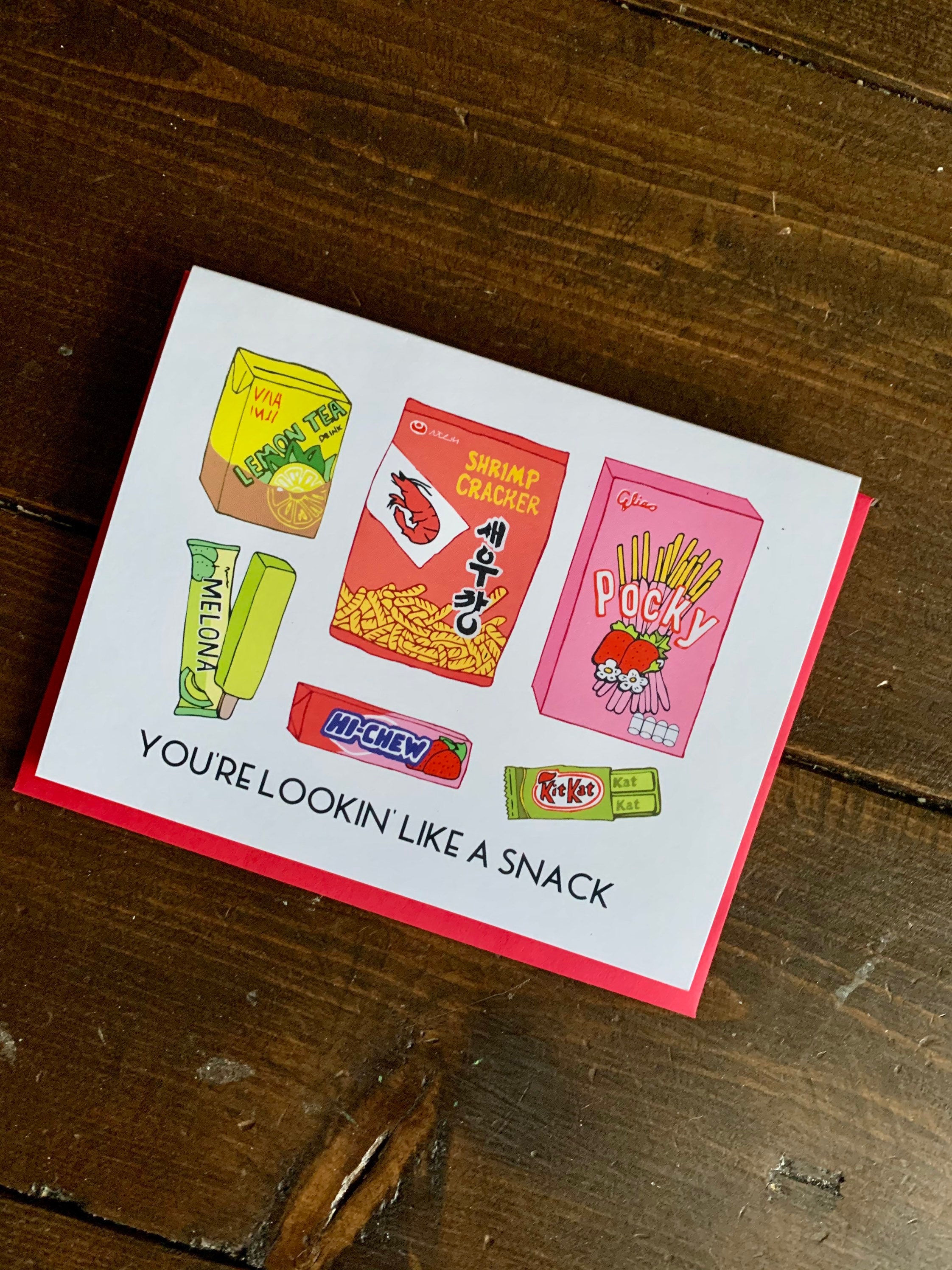 Looking Like a Snack Card - Asian Snacks Card - Etsy