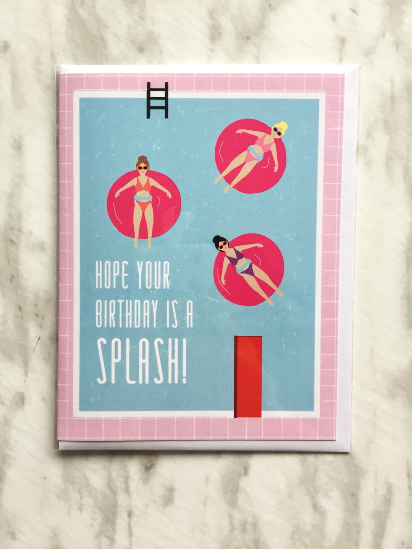 Pool Party Birthday Card A2 Handmade M Pool Float Swimming - Etsy