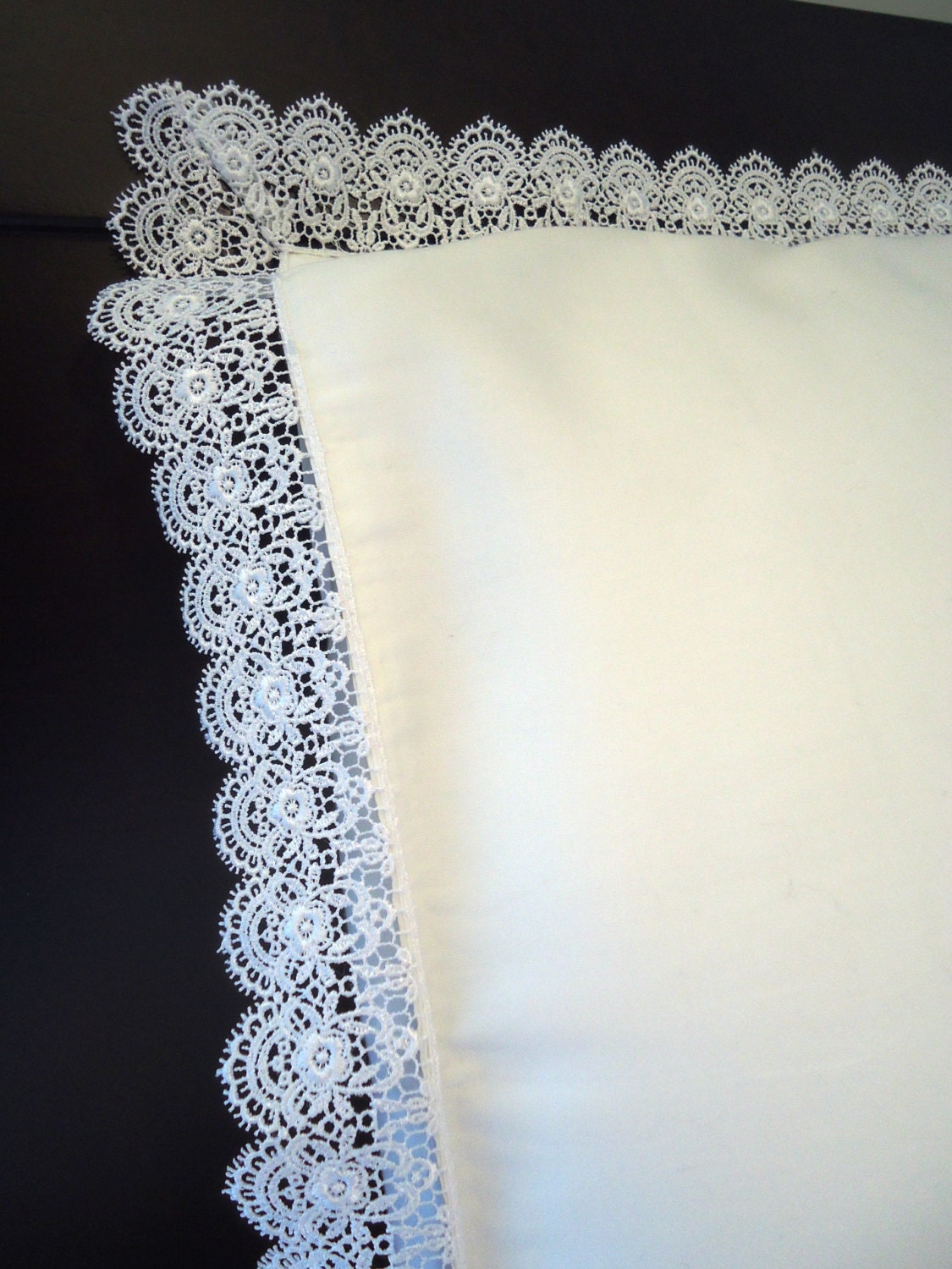 VENICE LACE Pillow Sham (1) Standard White 100% Cotton Sateen New - Etsy