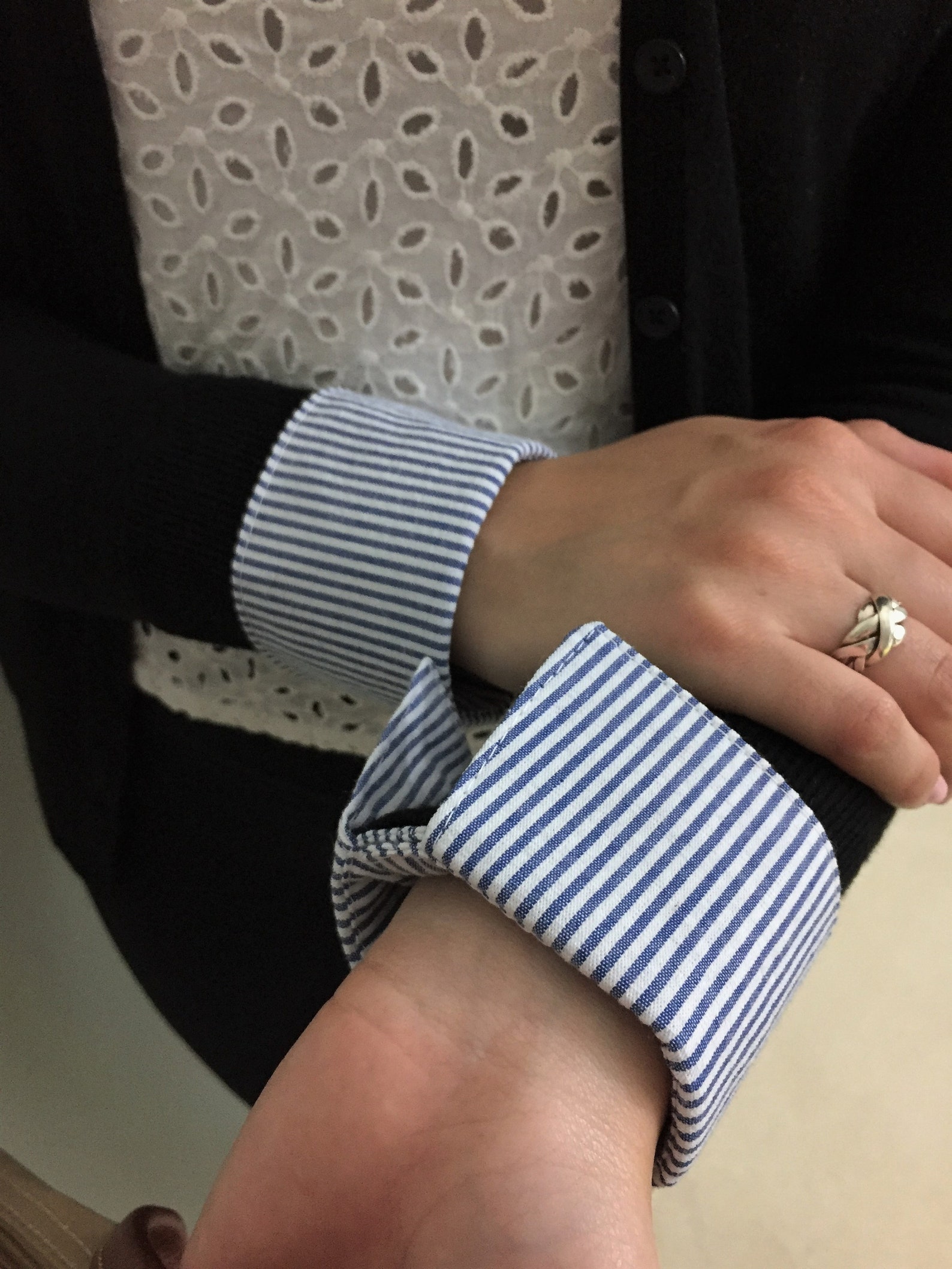Blue Stripe Seersucker French Cuffs: Detachable Shirt Sleeve Cuffs ...