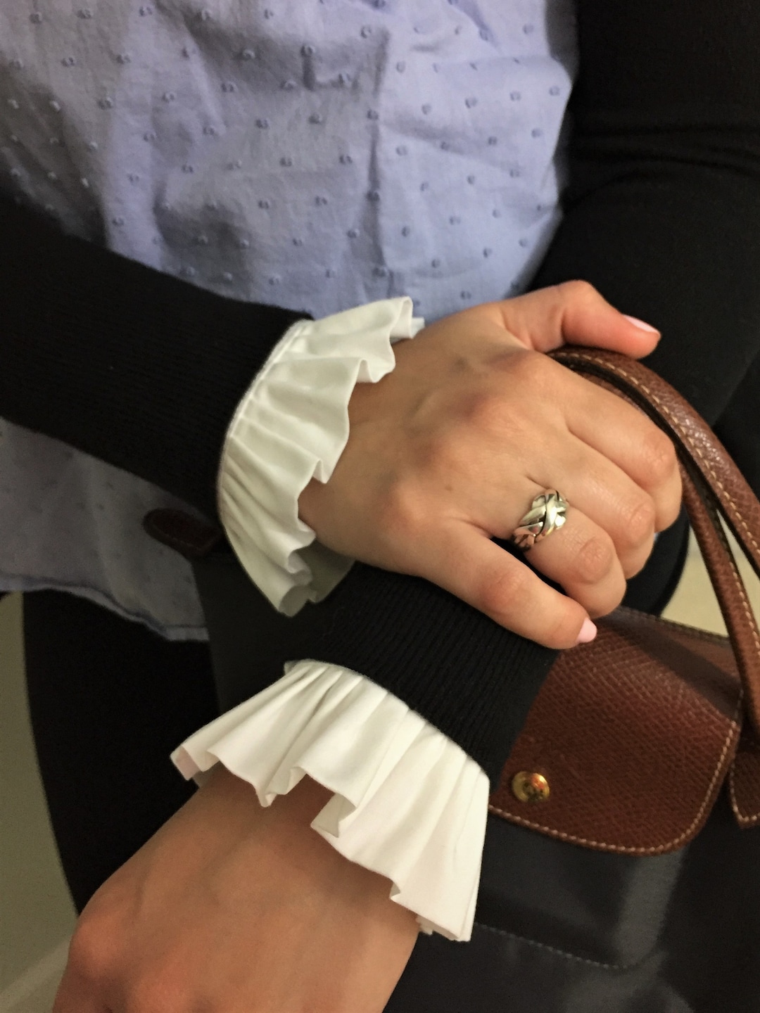 White Ruffle Cuffs: Detachable Cotton Shirt Sleeve Cuffs, Classic ...