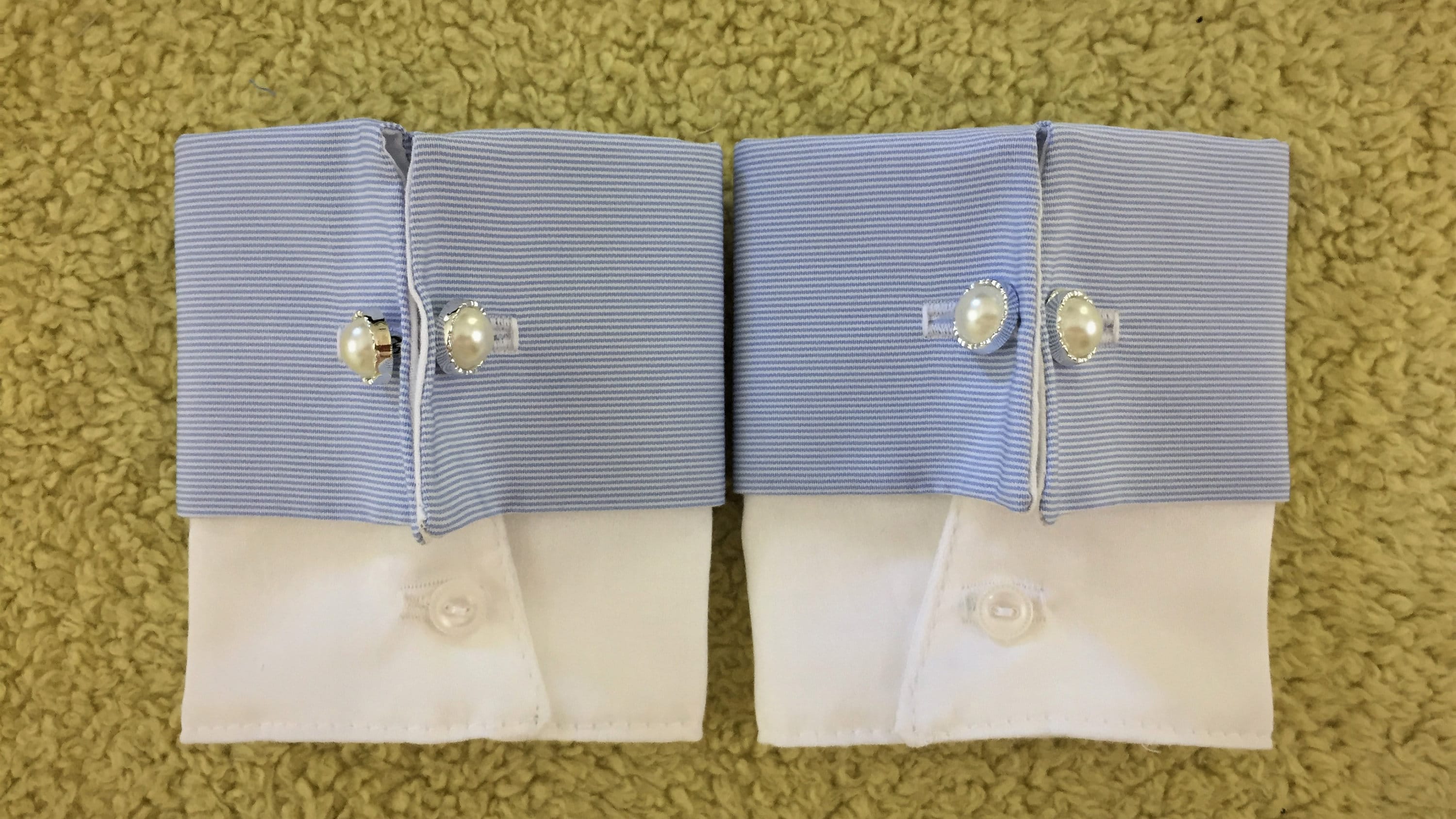 WRIST CUFFS 2 Narrow Blue Stripe, Cuff Links, French Cuffs, Detachable ...