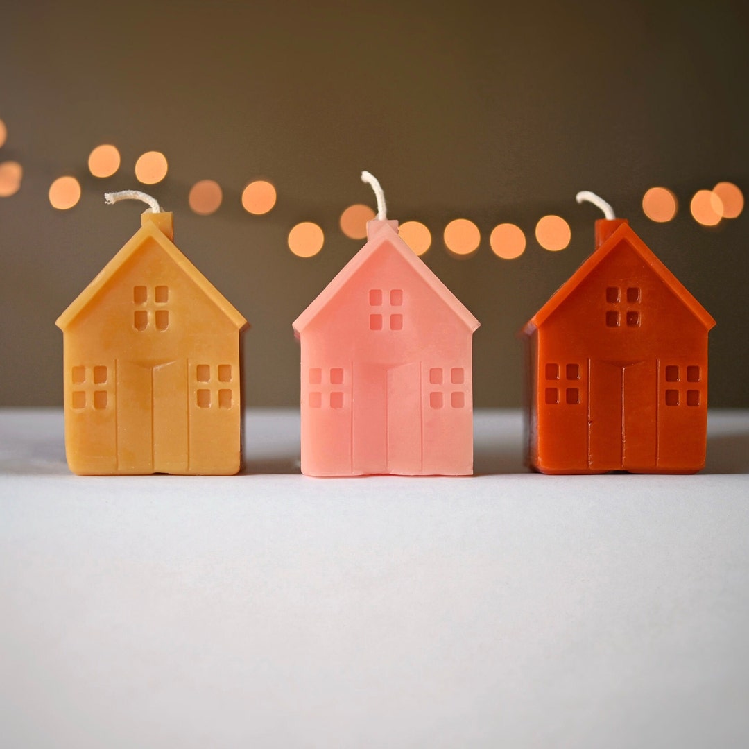 Beeswax House Candle - Cottage Shaped Candles - Many Colors - Handmade ...