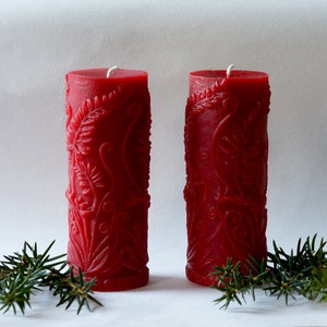 Two Pillars, Large Candles, Red Candles, Large Pillars, Beeswax Candles ...