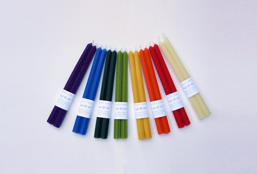 12" Beeswax Hexagonal Tapers - Tall Hex Candles - One Pair - Many Color ...