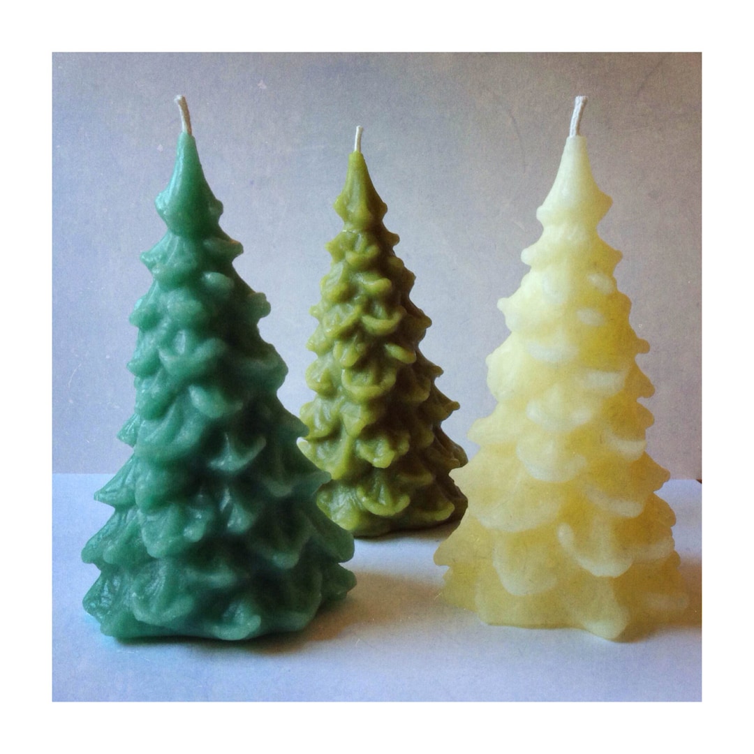Three Large Christmas Tree Candles, Beeswax Candle, Ornaments, Pine ...