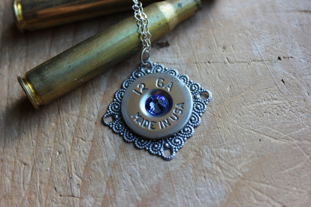 12 Gauge Diamond Shaped Ammo Filigree Necklace, Elegant Antique Silver ...