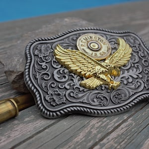 Silver Metal Eagle Belt Buckle With 12/20 Gauge Shotgun Shell, Father's ...