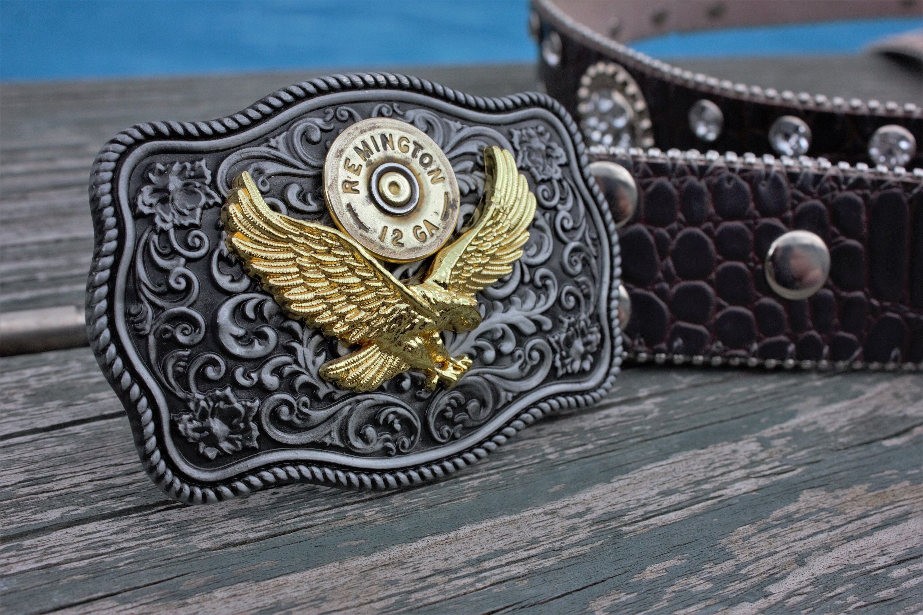 Silver Metal Eagle Belt Buckle With 12/20 Gauge Shotgun Shell, Father's ...