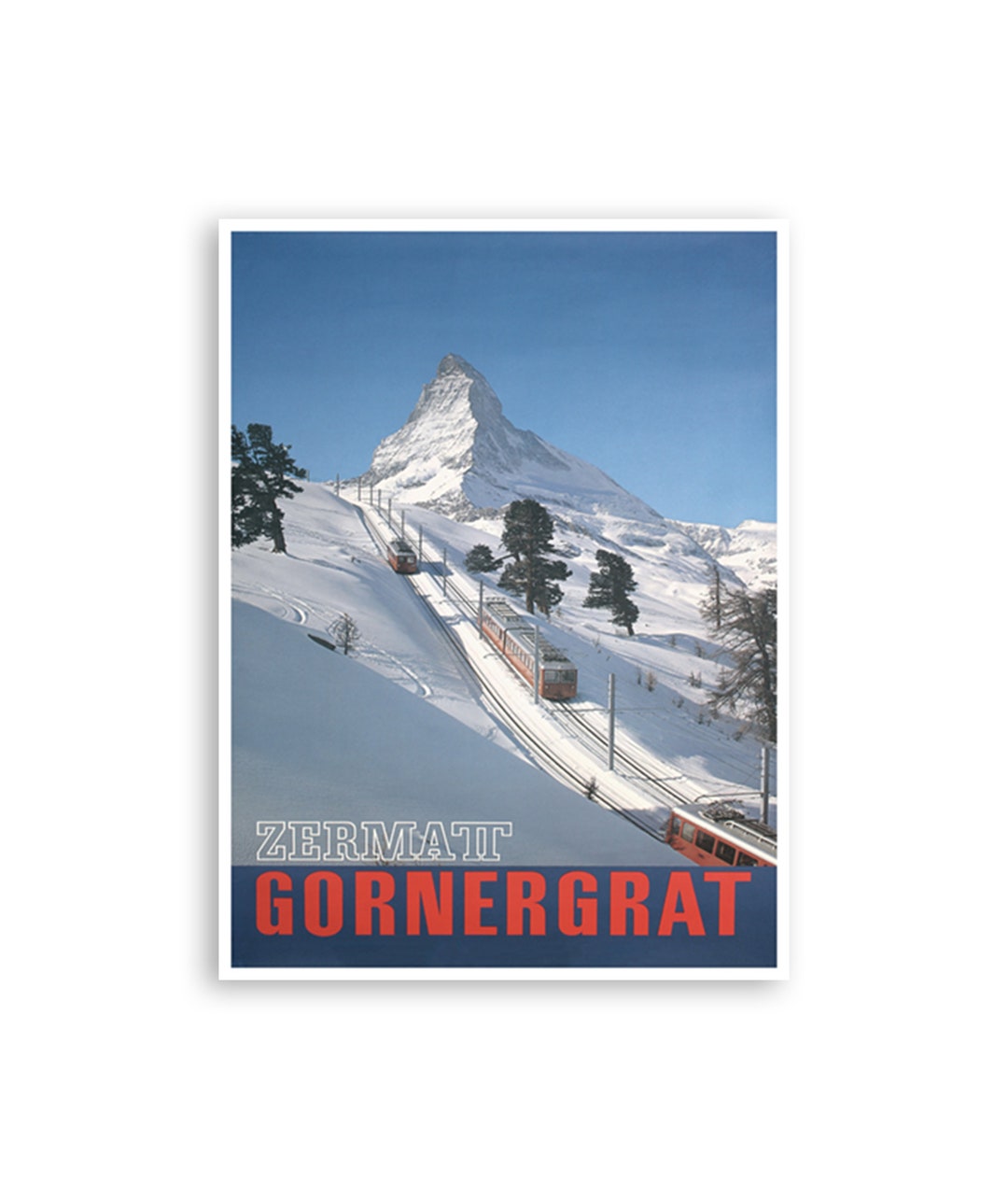 Zermatt Art Gornergrat Print Switzerland Ski Poster Matterhorn Print ...