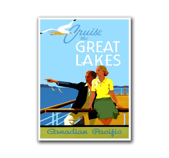 Great Lakes Travel Poster Cruise Ship Wall Art Vintage Print - Etsy