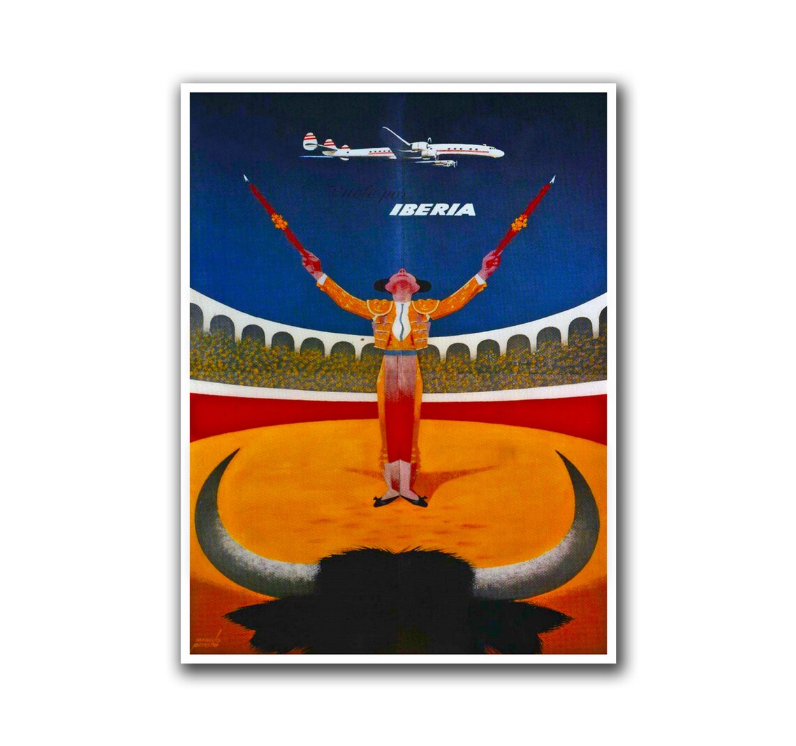 Spain Travel Art Wall Poster Bullfighter Print Sports Spanish Decor ...
