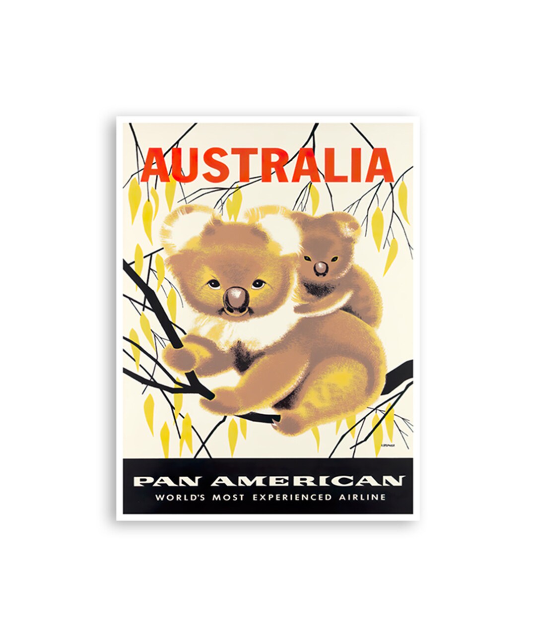 Australia Travel Poster Pan American Airlines Art Australian Print ...