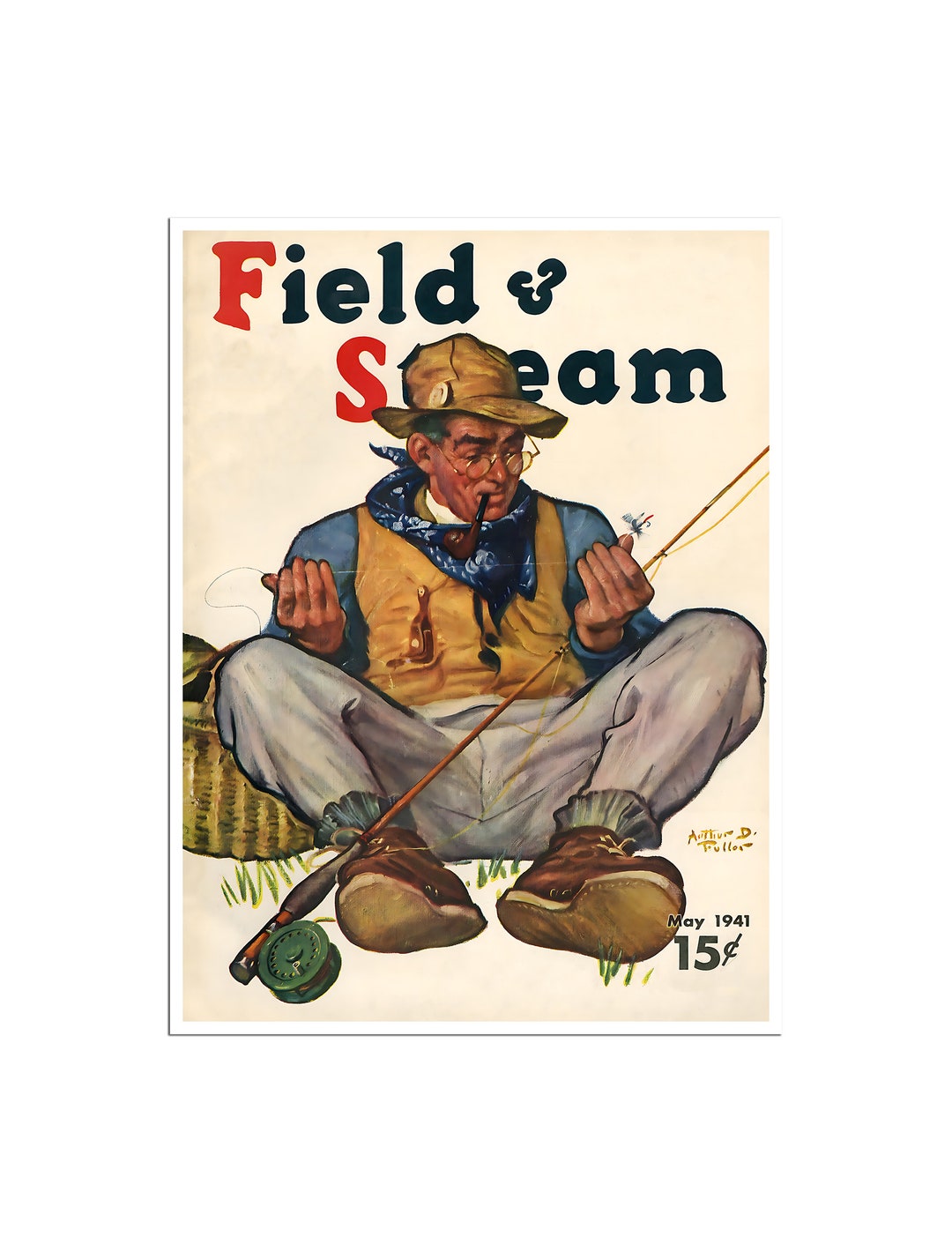 Angler Poster Fisherman Print Field and Stream Cover Art 1941 (h1595)a ...