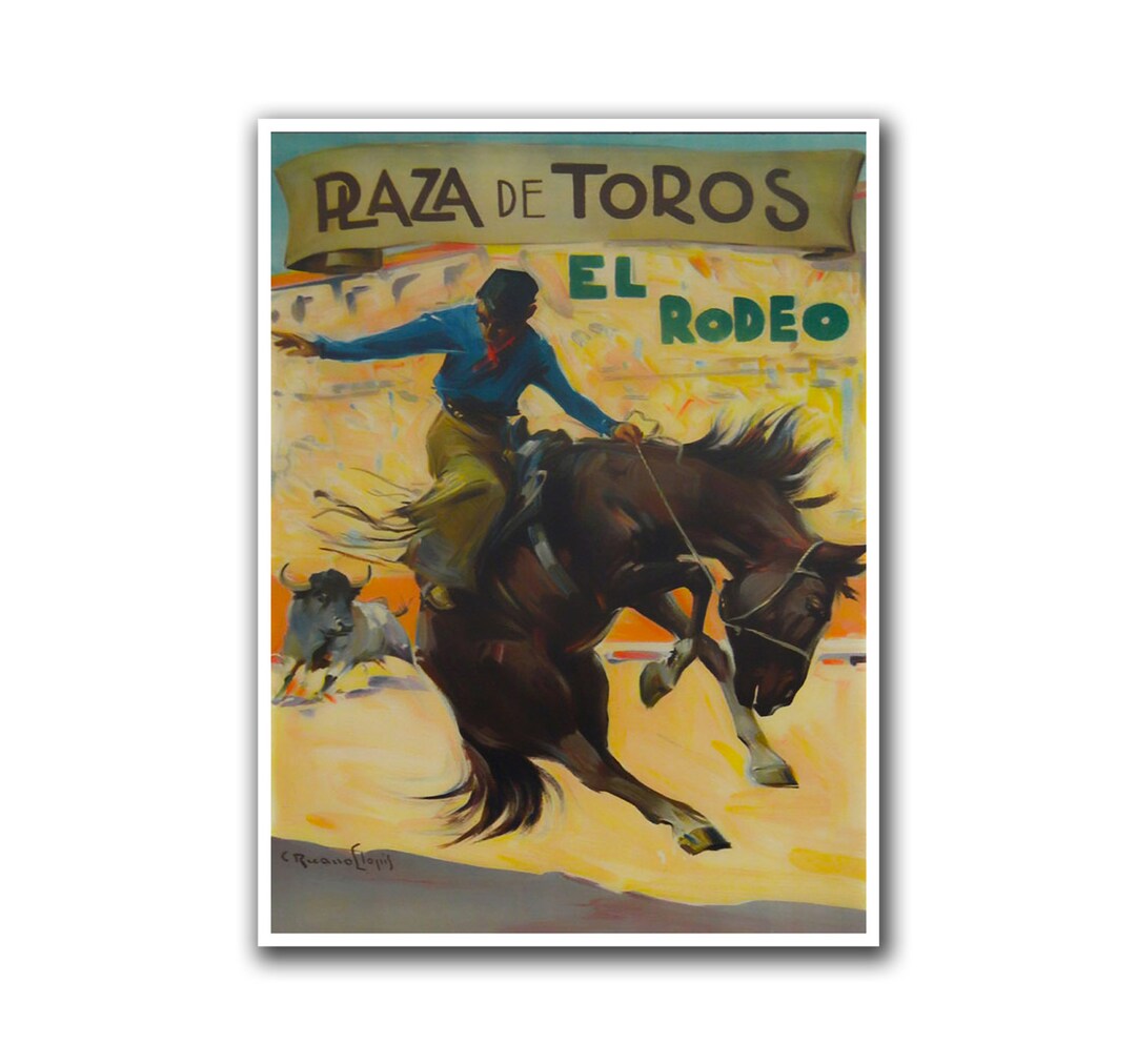 Vintage Rodeo Poster Mexico Travel Art Print Western Decor (H48) - Etsy