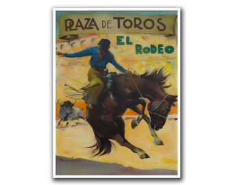 Vintage Rodeo Poster Travel Art Print Western Decor H14 - Etsy