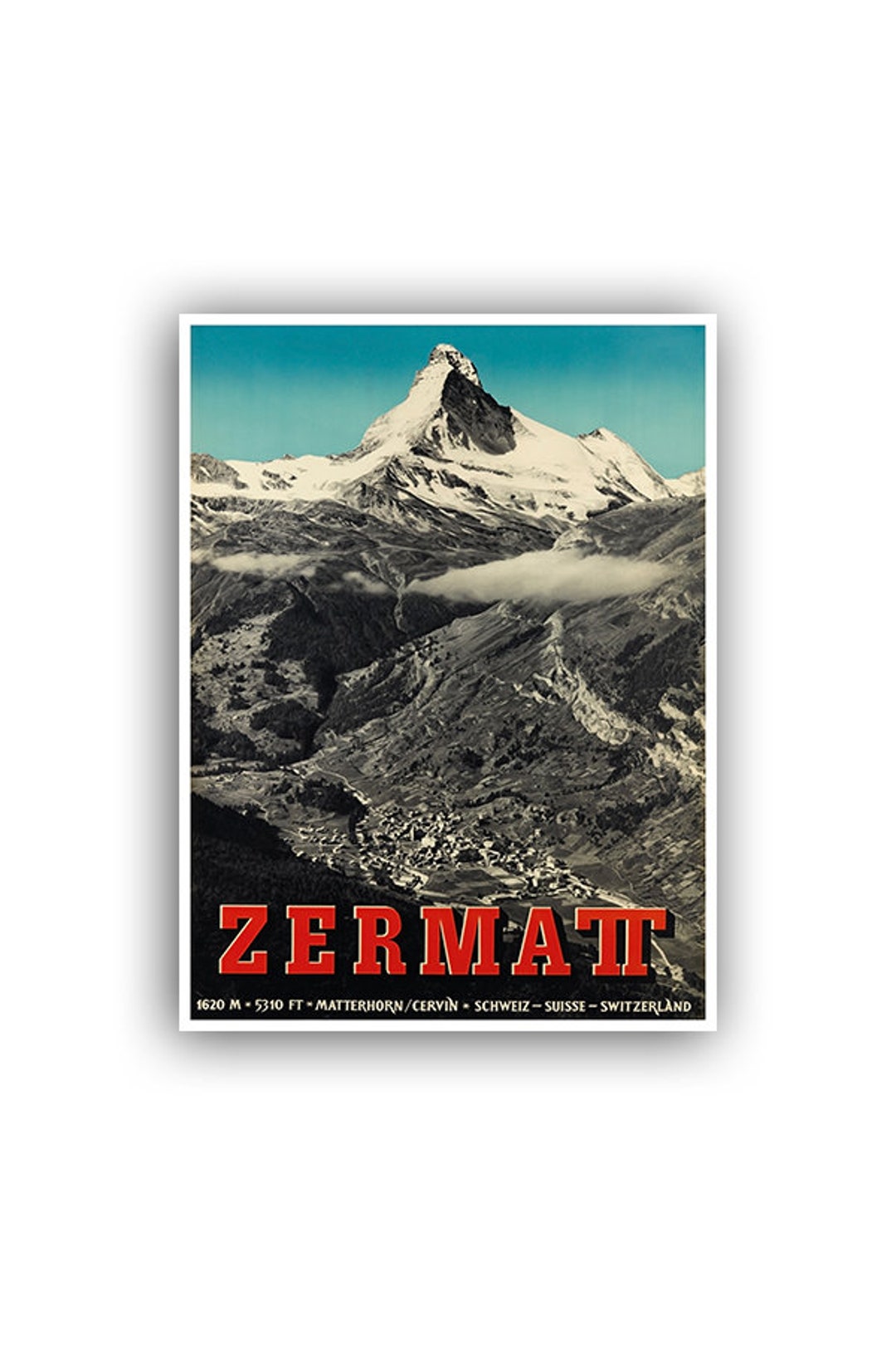 Zermatt Travel Poster Matterhorn Art Switzerland Print (h446)a - Etsy