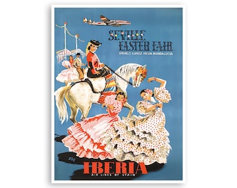 Sevilla 1919 Seville Holy Week Fair Spanish Woman With Guitar - Etsy