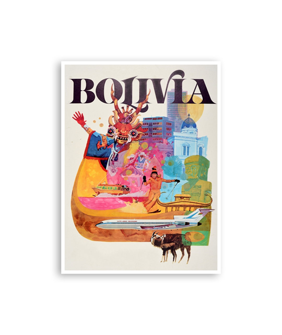 Bolivia Art South America Travel Poster Vintage Bolivia Print (H1070 ...