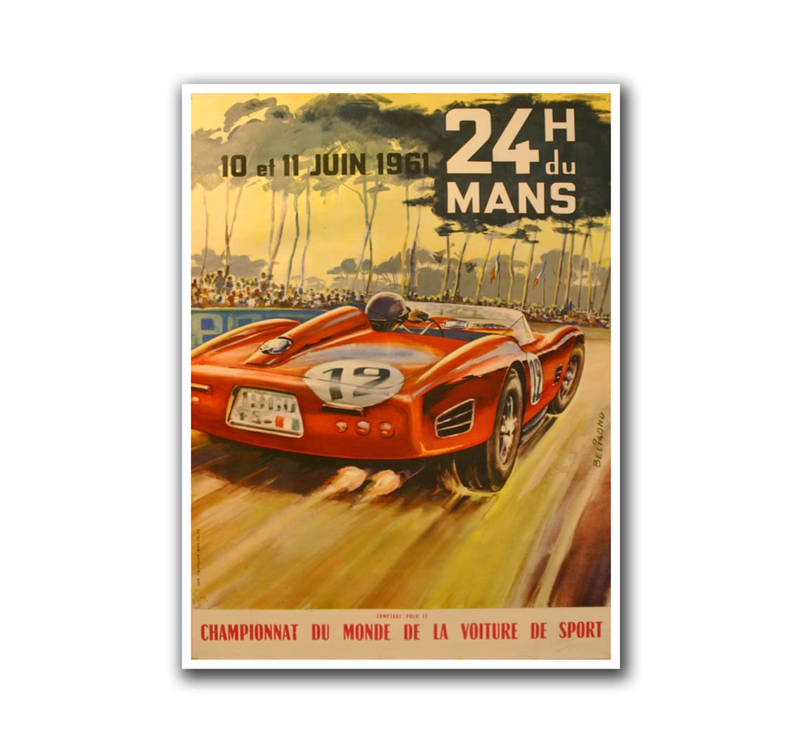 Race Car Poster Auto Racing Vintage Motor Sport Art Print | Etsy