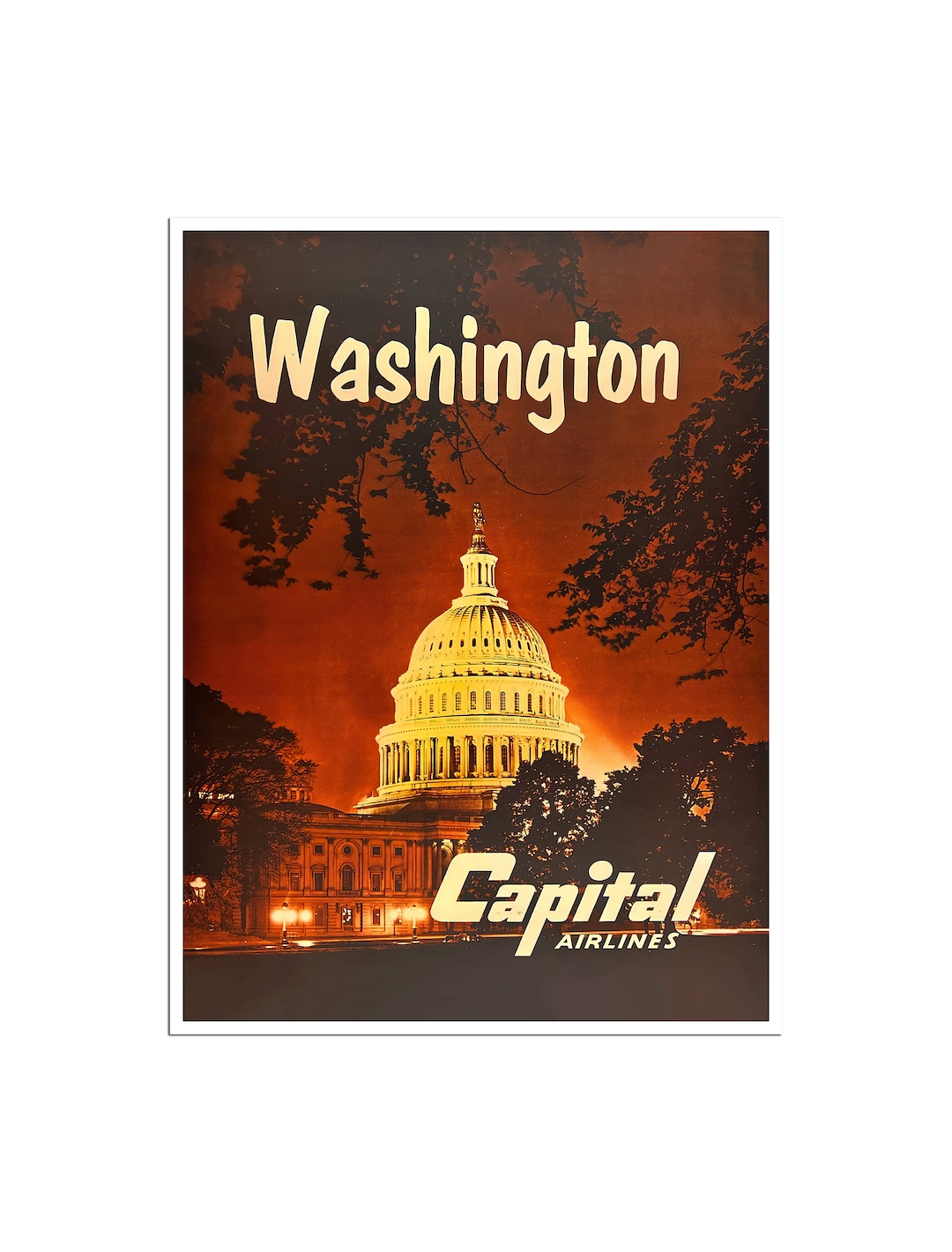 Washington DC Travel Poster Retro Art District of Columbia Print H1650 ...