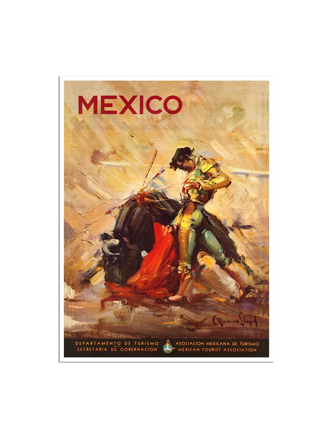 Mexican Decor Bullfighter Print Mexico Travel Poster Matador Art (h130 ...