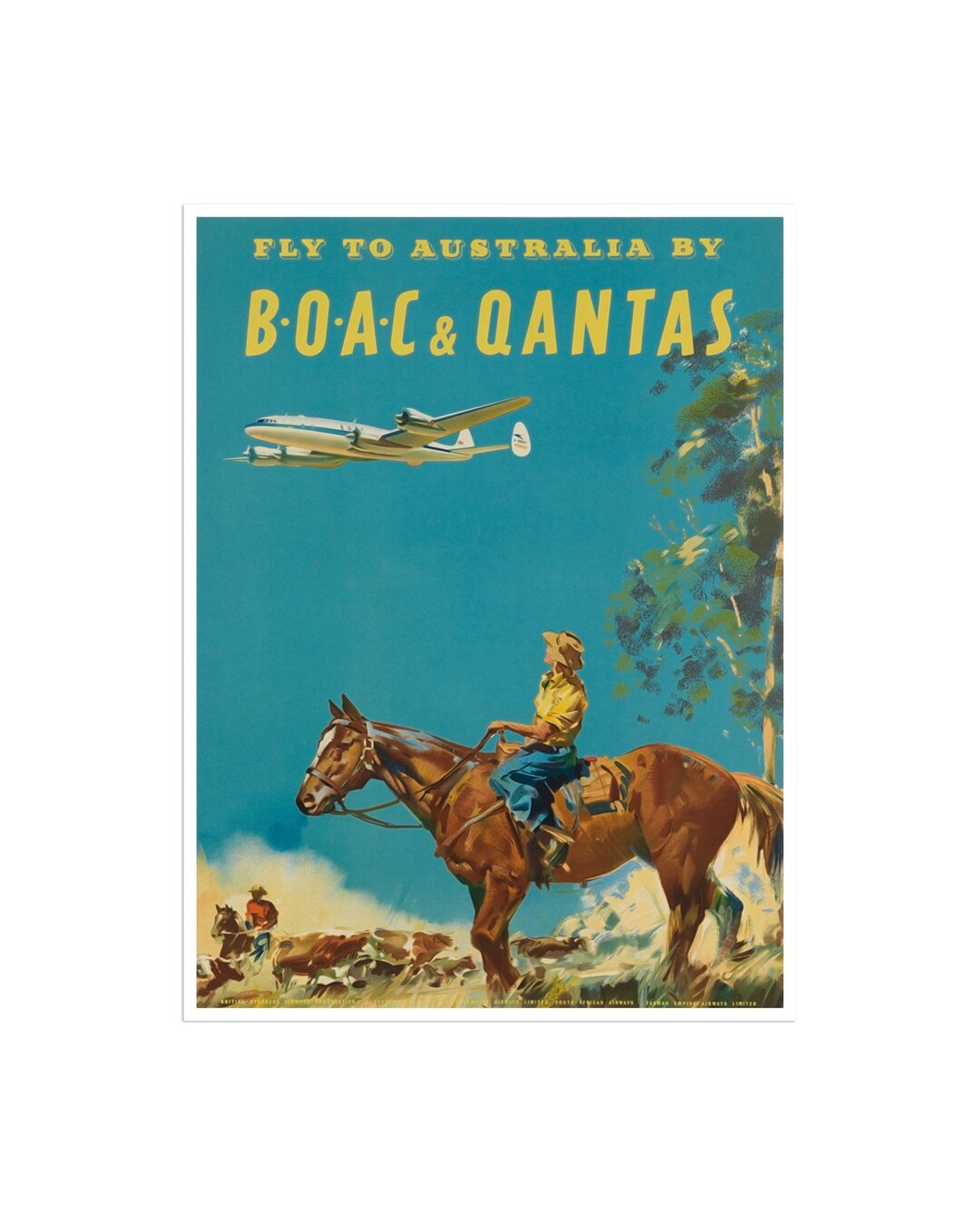 Australia Travel Poster Australian Art BOAC Airlines Print (h756)a - Etsy